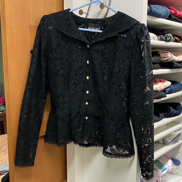 My Michelle | Tops | Vintage Delicate Black Lace Jacket | Poshmark